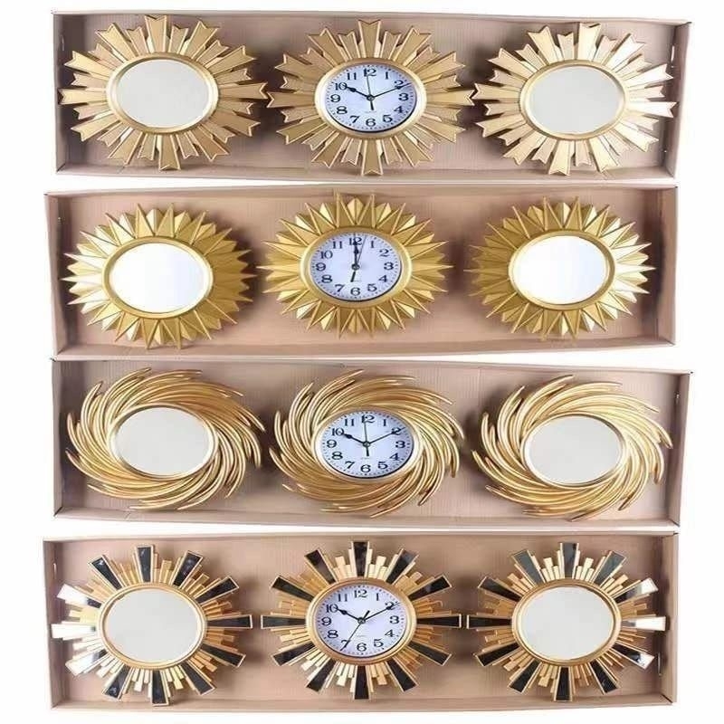 Jual 3 set jam dinding 1pcs jam dinding 2pcs cermin hias jam dinding ...