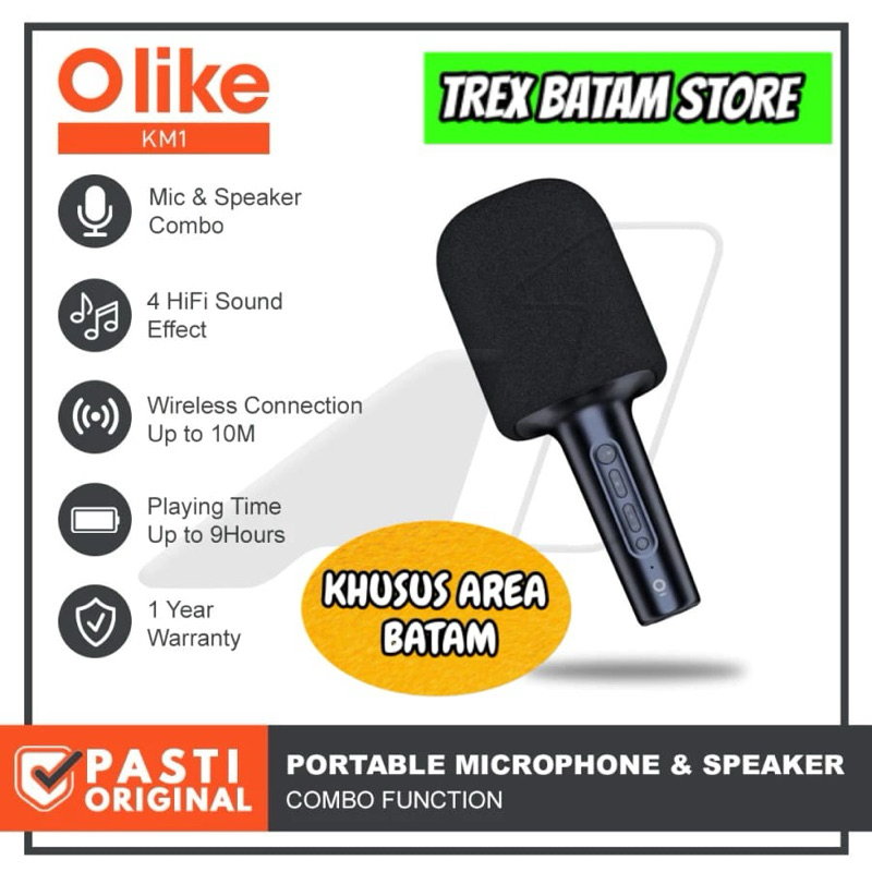 Jual PORTABLE MIC & SPEAKER COMBO KARAOKE WIRELESS BLUETOOTH OLIKE KM1 ...