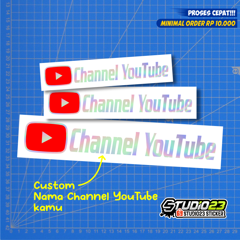 Jual Stiker Nama Youtube custom Hologram, Cutting Sticker custom nama ...