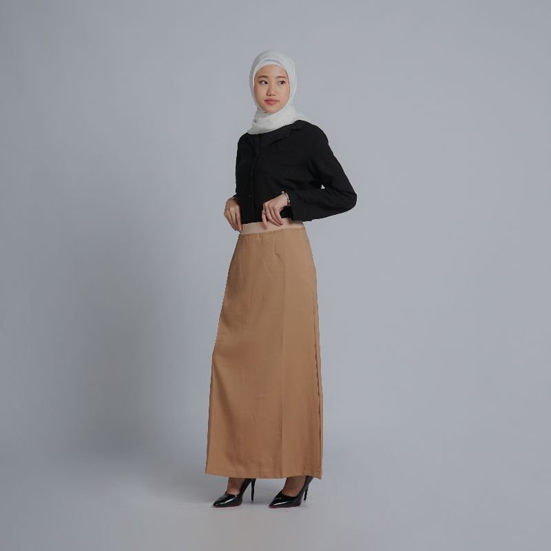 Jual Rok kerja wanita A line terbaru pinggang full karet polyester ...