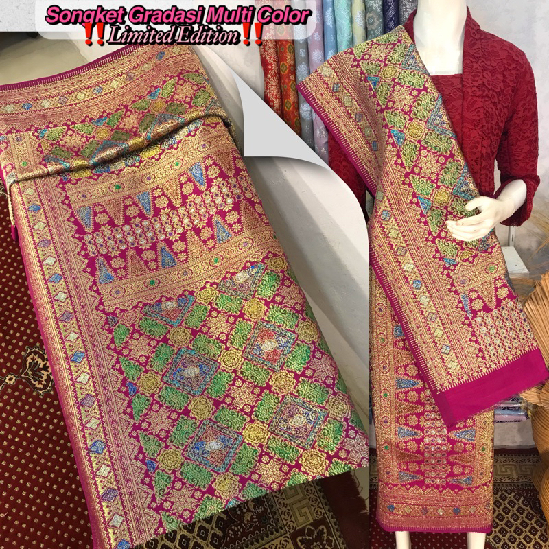 Jual SONGKET PANCA WARNA GRADASI MULTI COLOUR - ASLI TENUN TANGAN ...