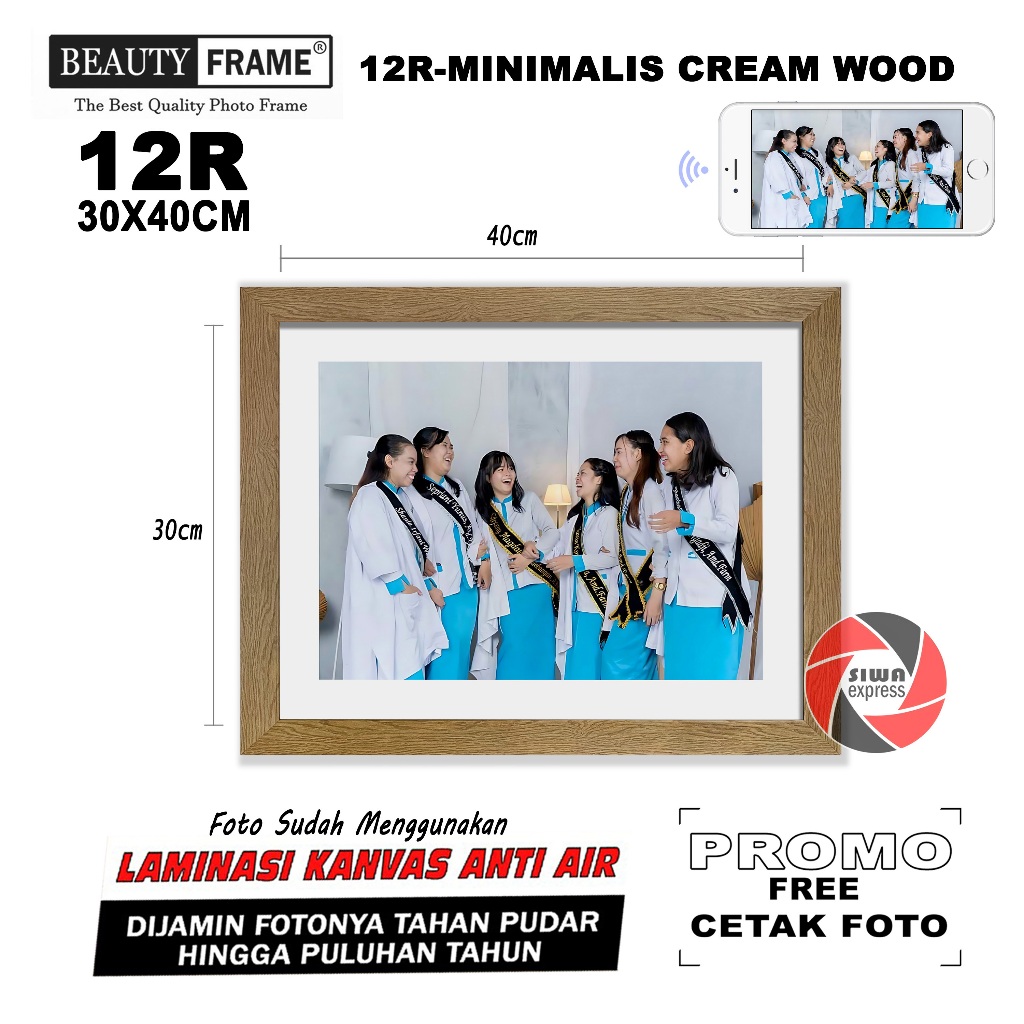 Jual BEAUTY FRAME 12R 30x40 BINGKAI GRATIS CETAK FOTO LAMINASI KANVAS ...