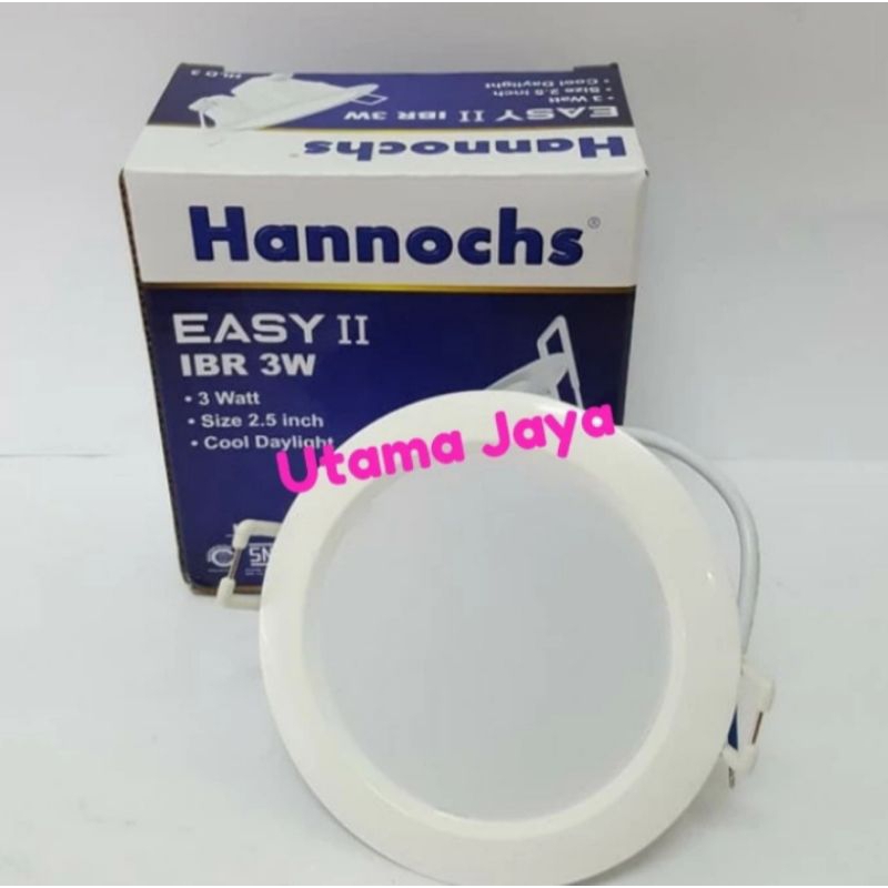 Jual Lampu Downlight LED HANNOCHS EASY II IBR 3 Watt Putih -Kuning | Shopee Indonesia