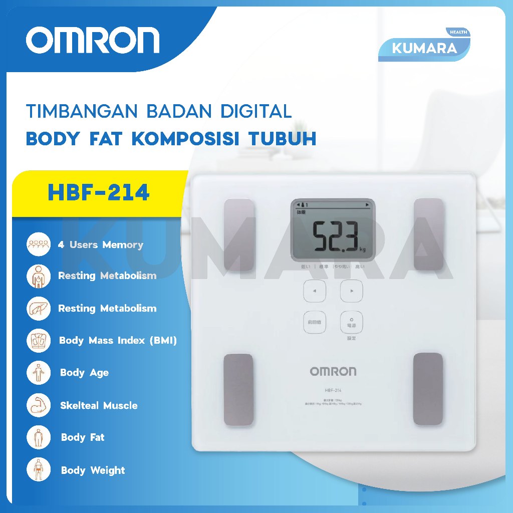 Jual OMRON - Timbangan Badan Digital HBF 214 / BMI Body Fat Komposisi ...