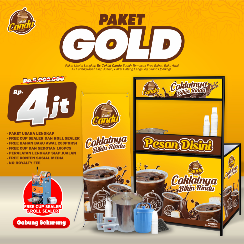 Jual PAKET FRANCHISE ES COKLAT CANDU BOOTH GOLD / FRANCHISE ES COKLAT ...
