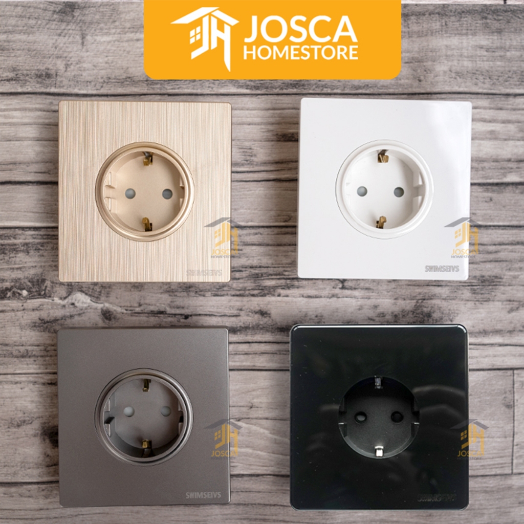 Jual Stop Kontak Tanam Dinding/ Stop Kontak 2 lubang/ Emas, Abu, Putih ...