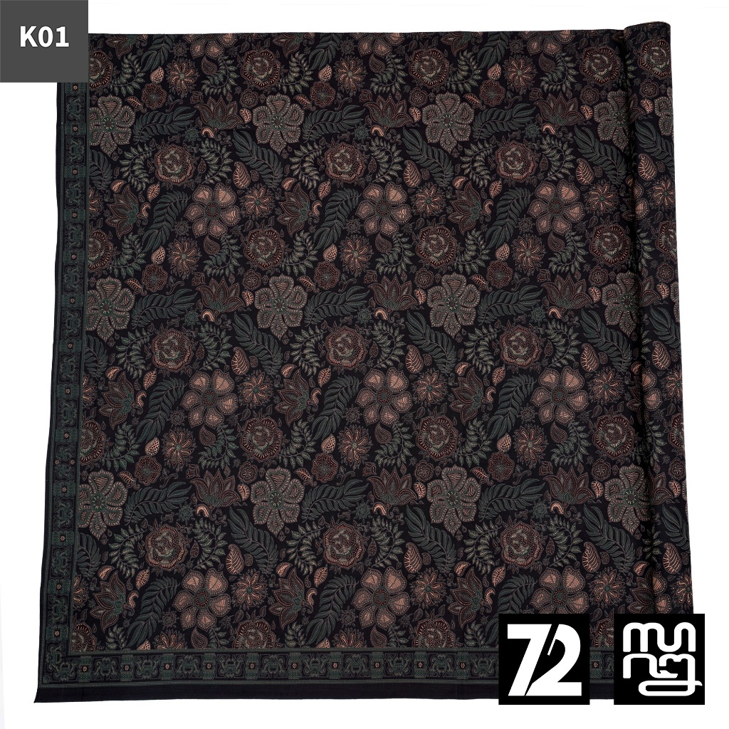Jual KAIN BATIK PREMIUM Bahan Katun Motif Kembang Warna Black Earthy ...