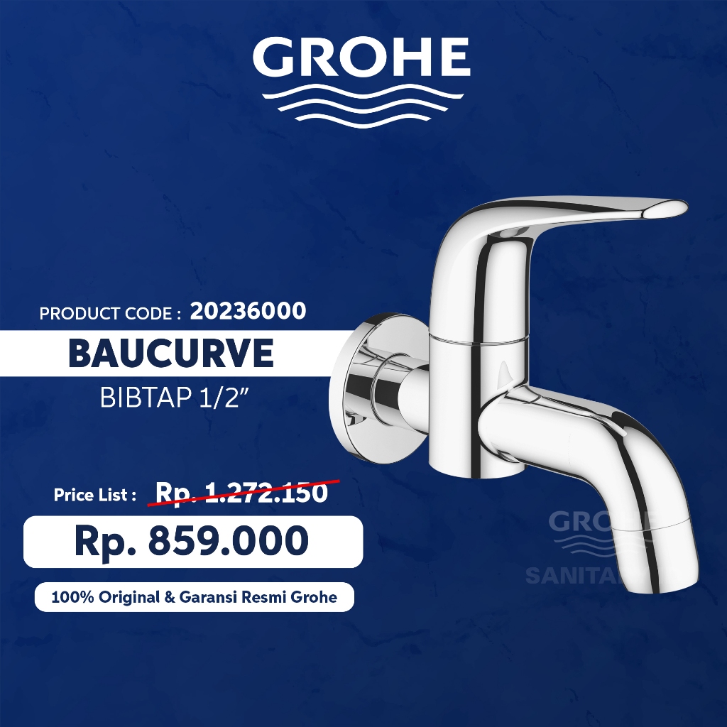 Jual GROHE 20236000 - Keran Kran Dinding BauCurve Bibtap 1/2" | Shopee Indonesia