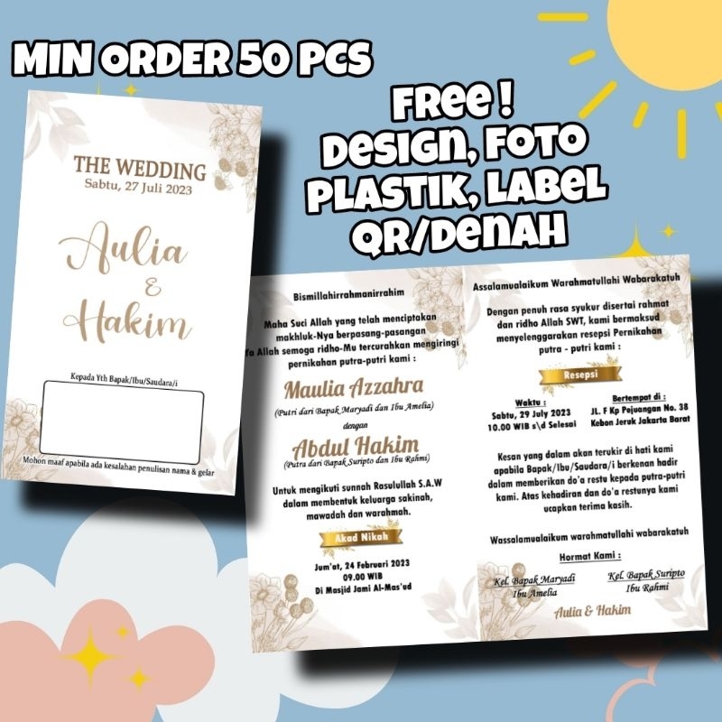 Jual CETAK Undangan Pernikahan modern simple, free design foto, proses ...