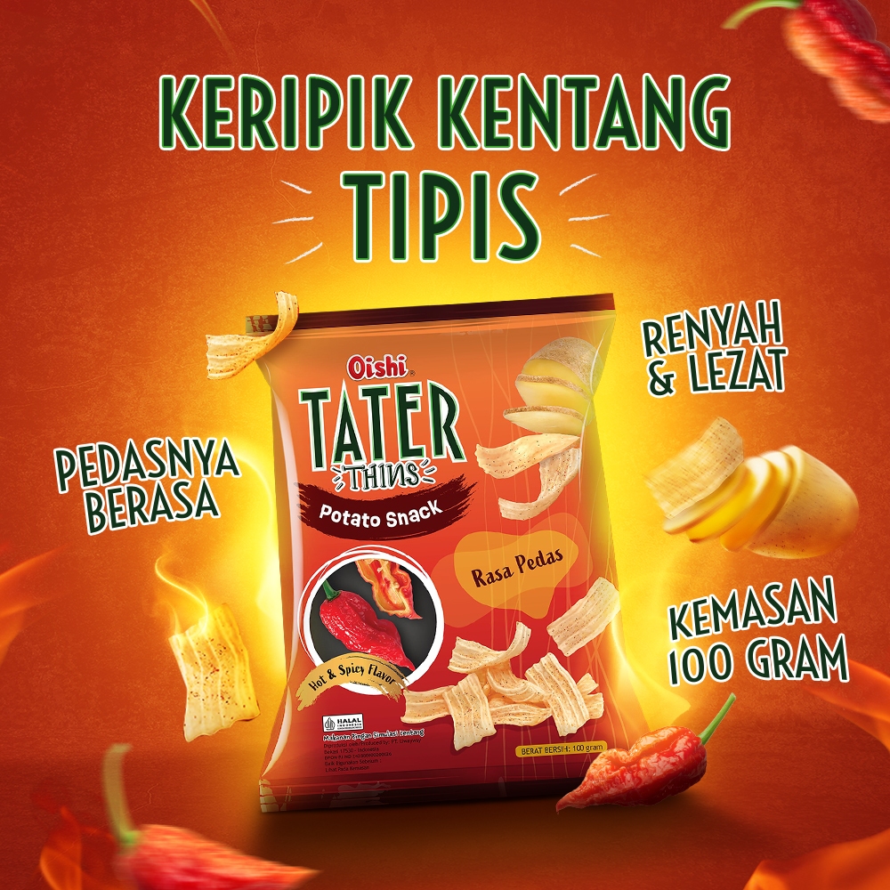Jual Tater Thins Rasa Pedas 100g | Shopee Indonesia
