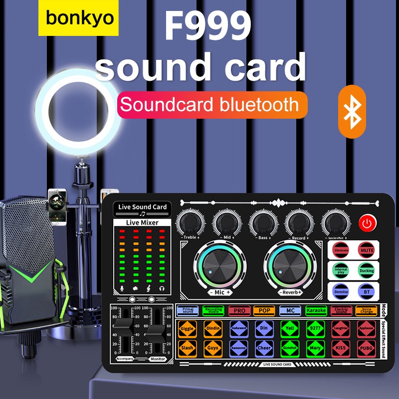 Jual Bonkyo Peningkatan Terbaru F999 Live Sound Card Live Mixer ...