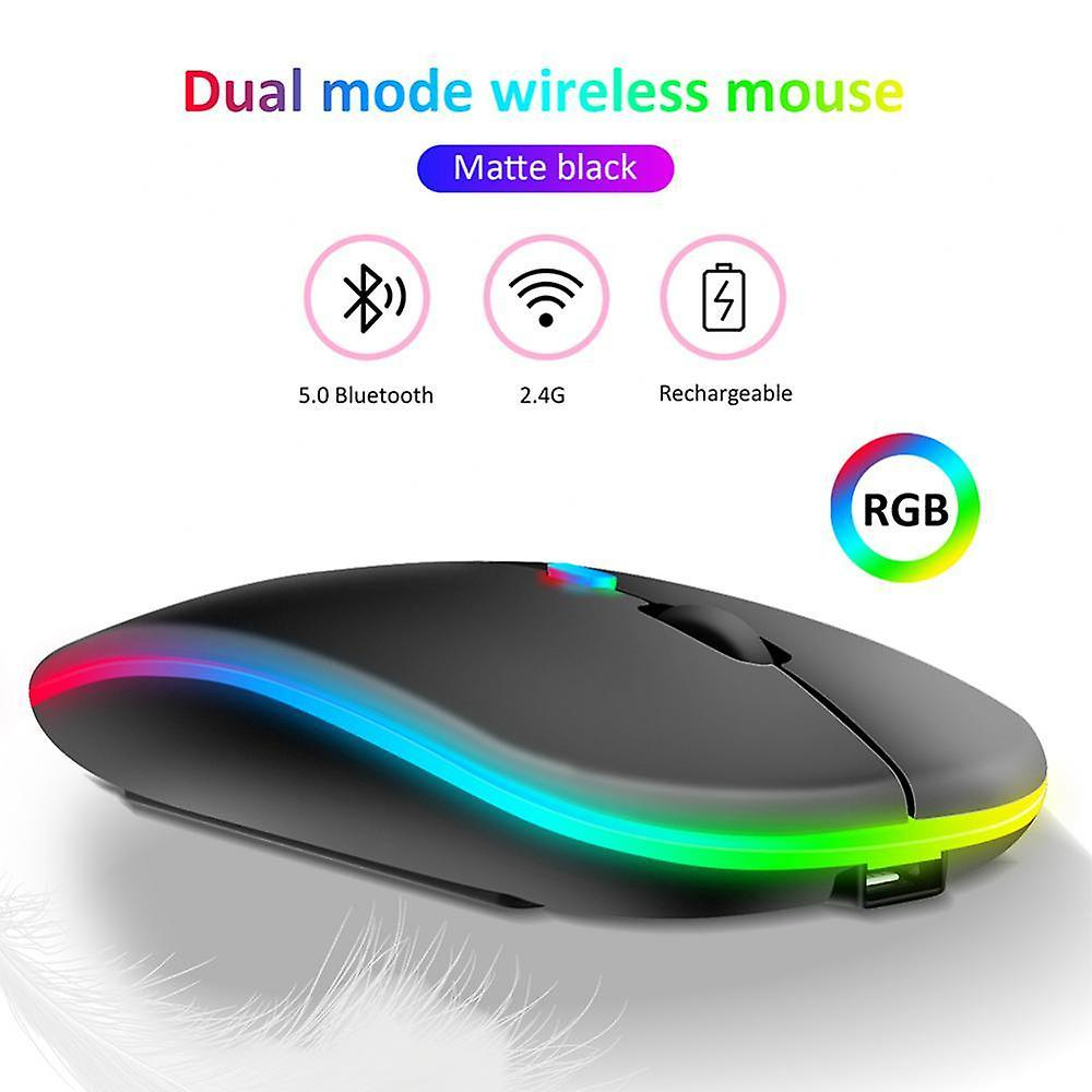 Jual Mouse Bluetooth + USB Wireless 2.4G Rechargeable Mouse RGB Gaming ...