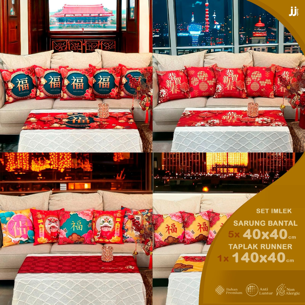 Jual [SET ISI 5 +1] SARUNG BANTAL SOFA 40X40 CM + TAPLAK MEJA TABLE ...