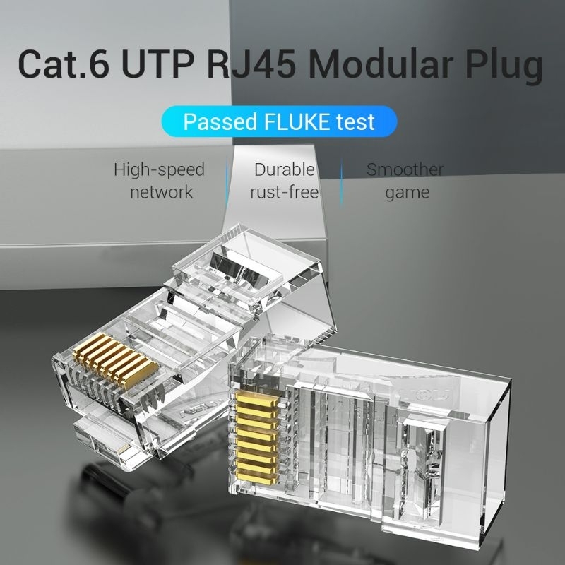 Jual VENTION CAT 6 RJ45 ISI 10 PCS & ISI 50 PCS MODULAR PLUG TRANSPARAN (IDDRO) | Shopee Indonesia