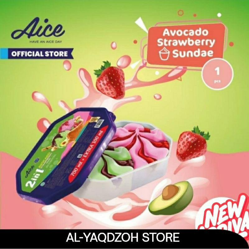 Jual Ice Cream Aice 800ml | Rasa Avocado Strawberry | Shopee Indonesia