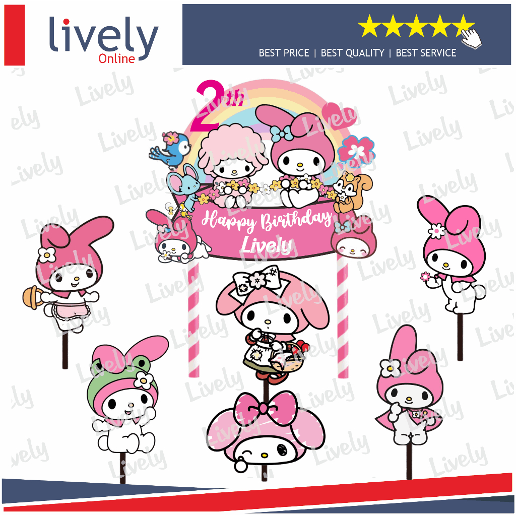 Jual CUSTOM NAMA CAKE TOPPER KARAKTER MY MELODY HIASAN KUE ULANG TAHUN ...