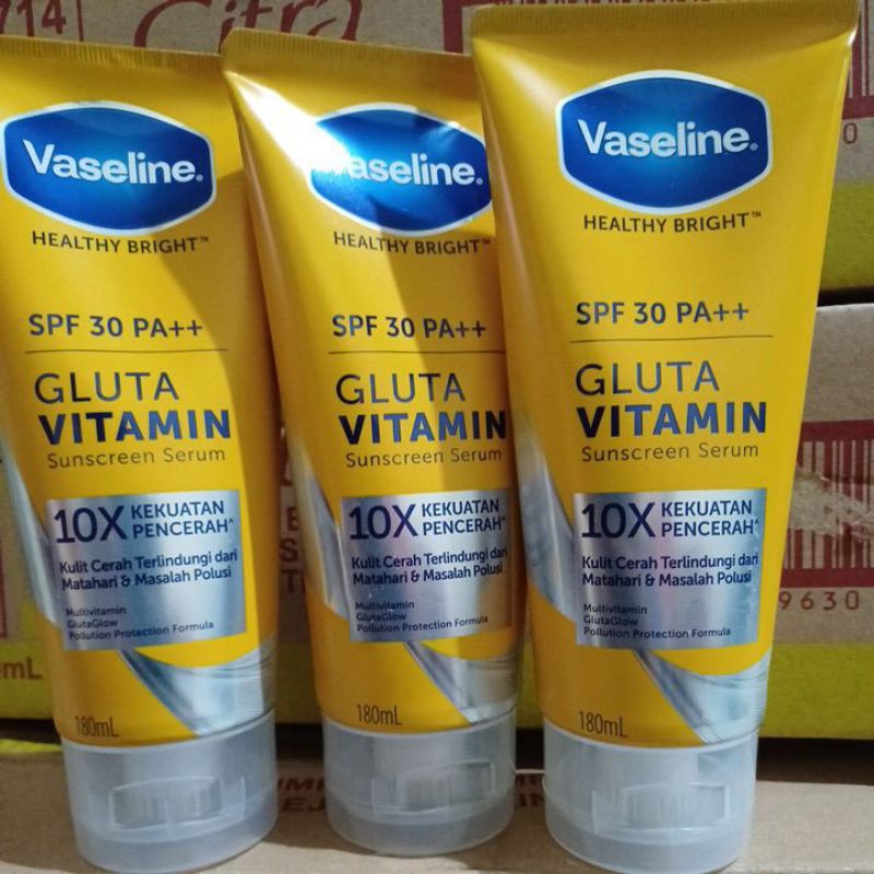 Jual Vaseline Healthy Bright GLUTA VITAMIN SUNSCREEN SERUM SPF 30 PA++++ Lotion 180 ml | Shopee ...