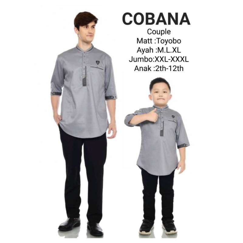 Jual Cobana Moslem - Baju Koko Kurta Couple Ayah Dan Anak Warna ABU ...