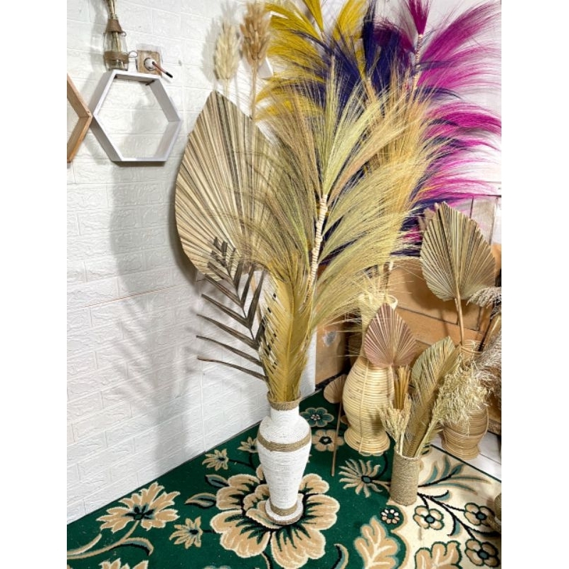 Jual Paket hemat bunga kering dan vas bunga cocok untuk hiasan sudut ...