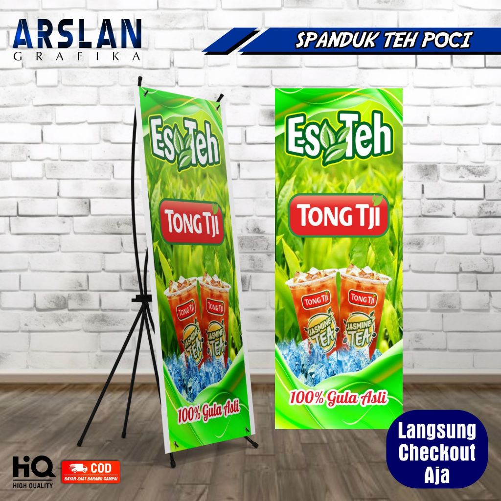 Jual Spanduk X Banner Es Teh Tongji Bisa Ganti Nama Toko - Ukuran 60 x ...