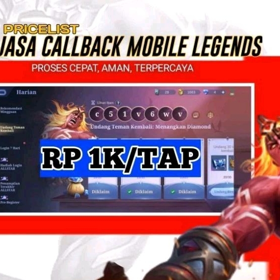Jual Jasa Callback/undang teman kembali mobile legends | Shopee Indonesia