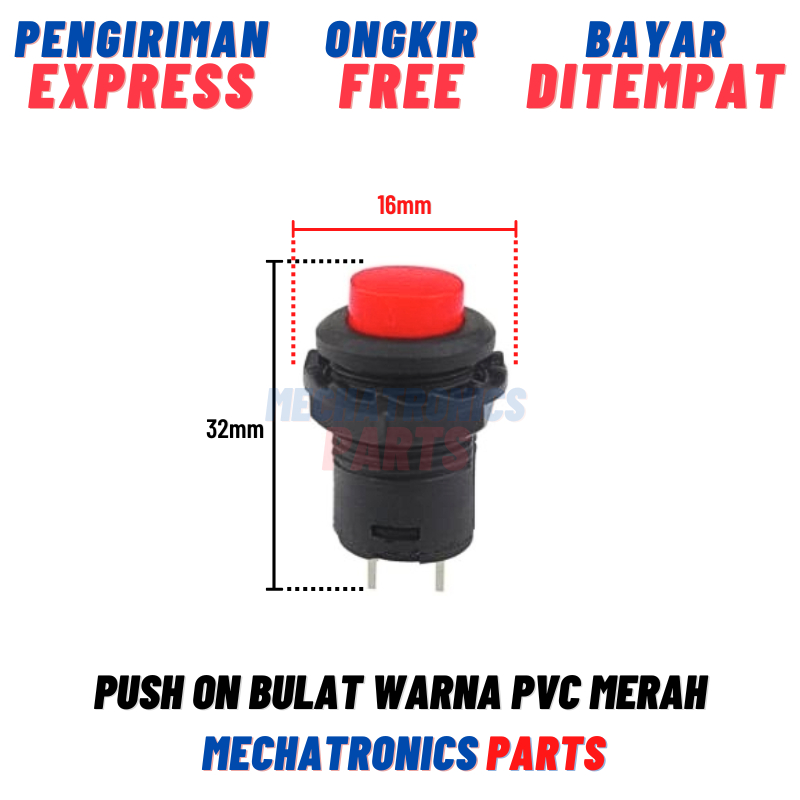 Jual [SWI-9080] PUSH ON BULAT WARNA PVC MERAH | Shopee Indonesia