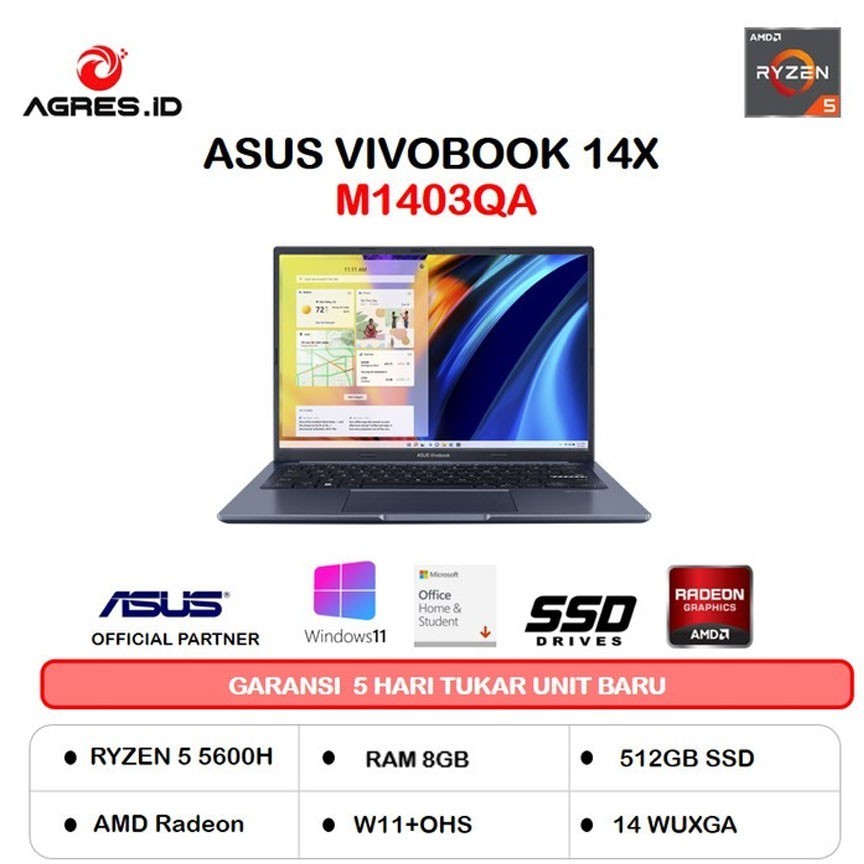 Jual ASUS VIVOBOOK 14X M1403QA VIPS RYZEN 5 5600H 8GB 512SSD | Shopee ...