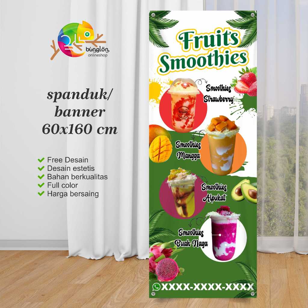 Jual Spanduk 60x160 Banner Fruit Smoothies Custom Desain | Shopee Indonesia