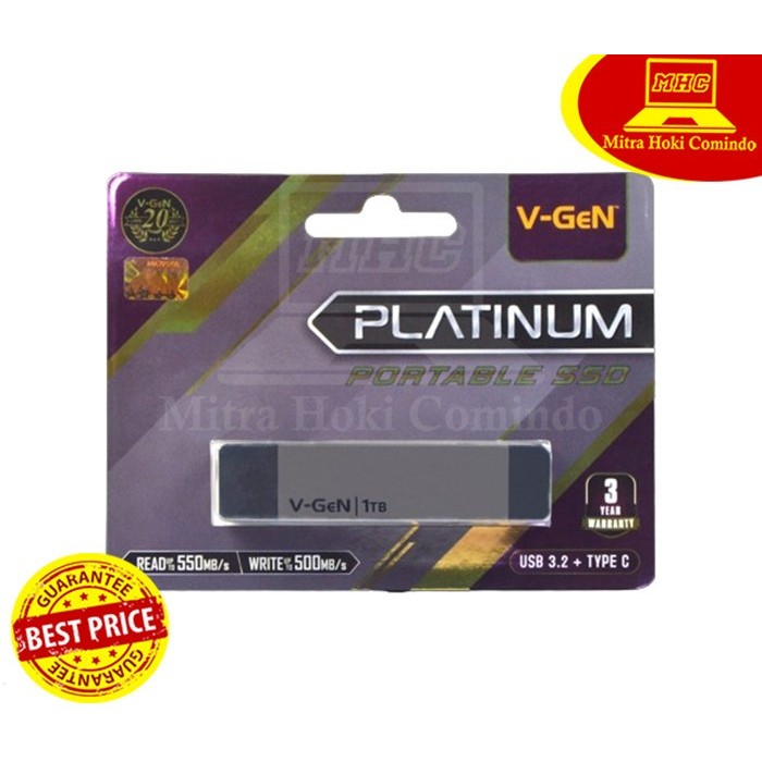 Jual SSD EKSTERNAL VGEN 1TB PORTABLE VGEN PLATINUM 1TB USB 3.1 TYPE C | Shopee Indonesia