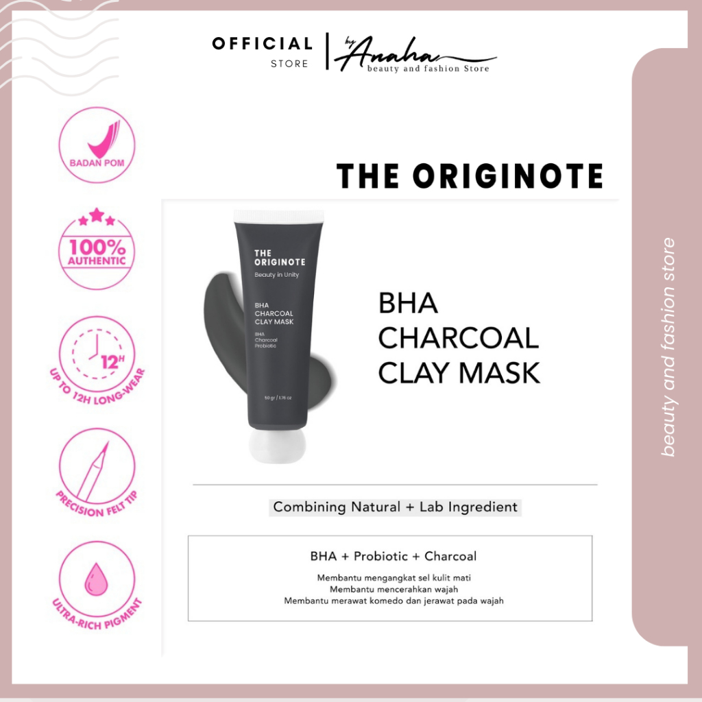 Jual THE ORIGINOTE BHA CHARCOAL CLAY MASK - MASKER WAJAH MUD MASK ...
