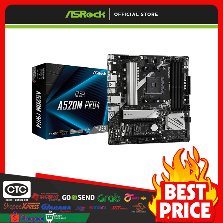 Jual Motherboard ASRock A520M Pro4 (Socket AM4) | Shopee Indonesia