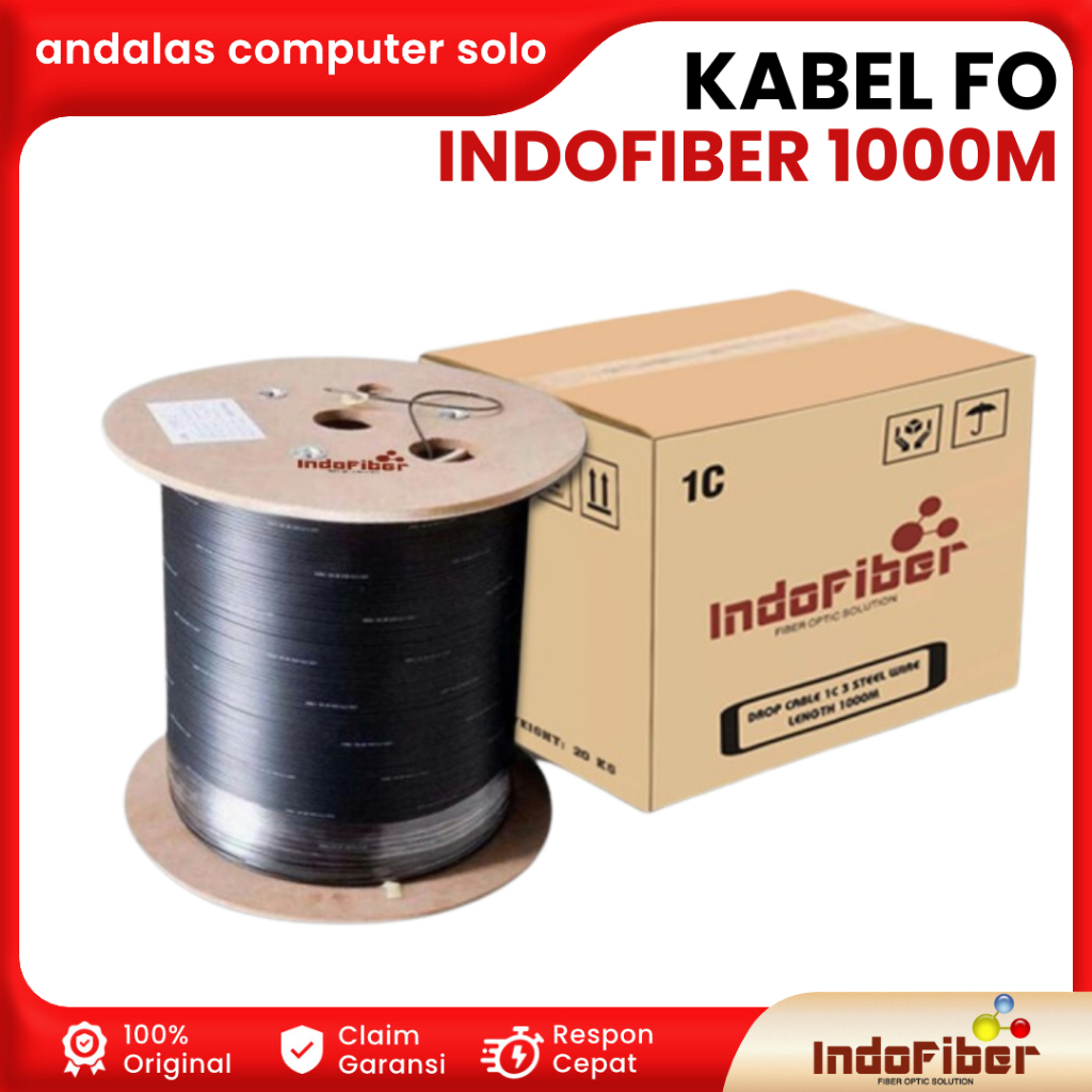 Jual KABEL FIBER OPTIK FO INTERNET 1000M 1 CORE 3 SLING 1KM INDOFIBER | Shopee Indonesia