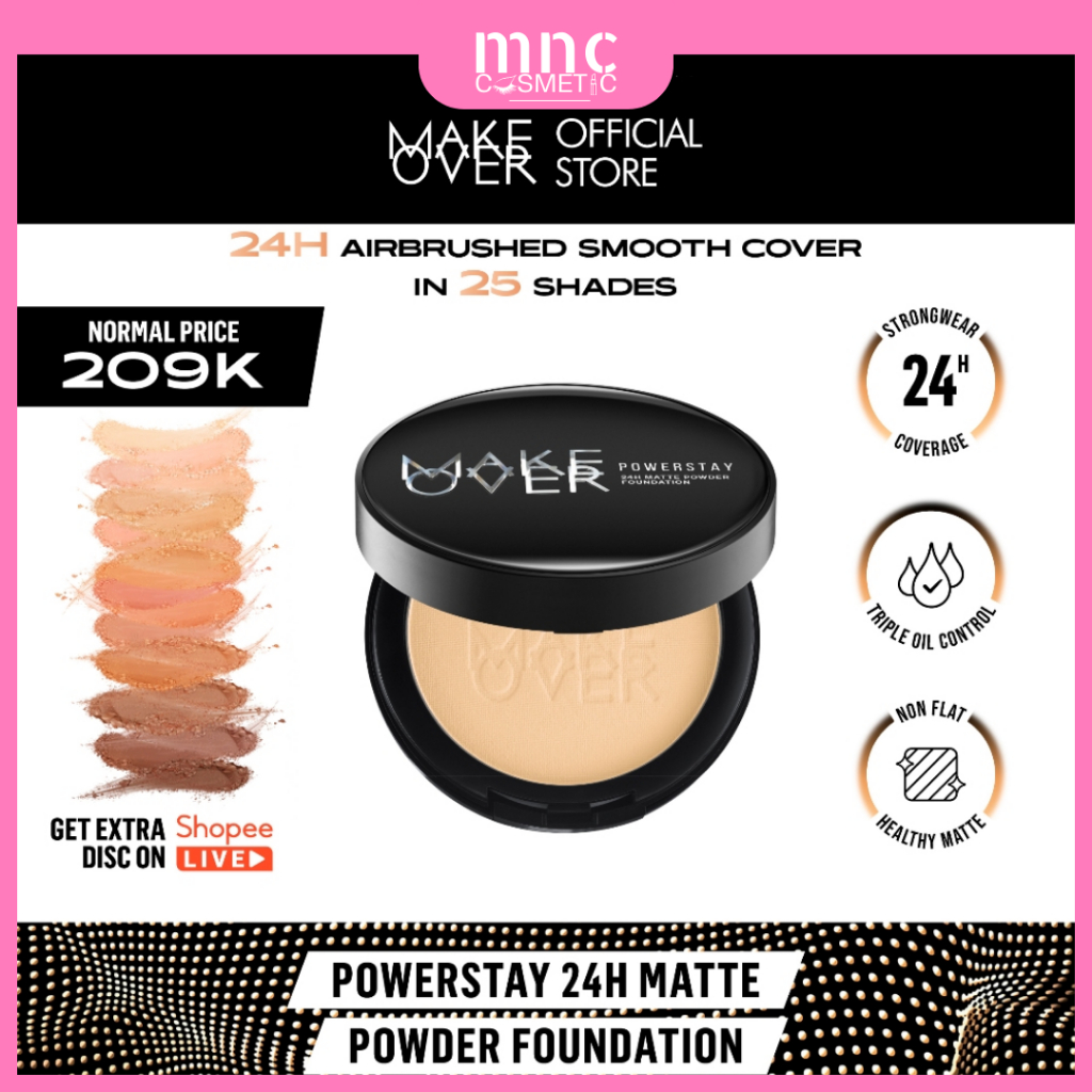 Jual MAKEOVER POWERSTAY 24H MATTE POWDER FOUNDATION / MAKE OVER (PADAT ...