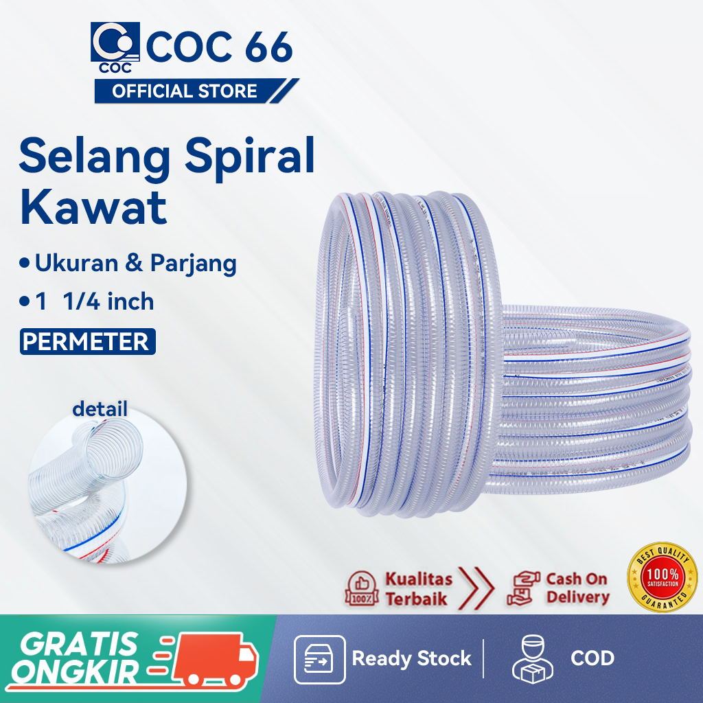 Jual Spring Hose 1 1/4 inch PVC Steel Wire Selang Bening Kawat Spiral ...