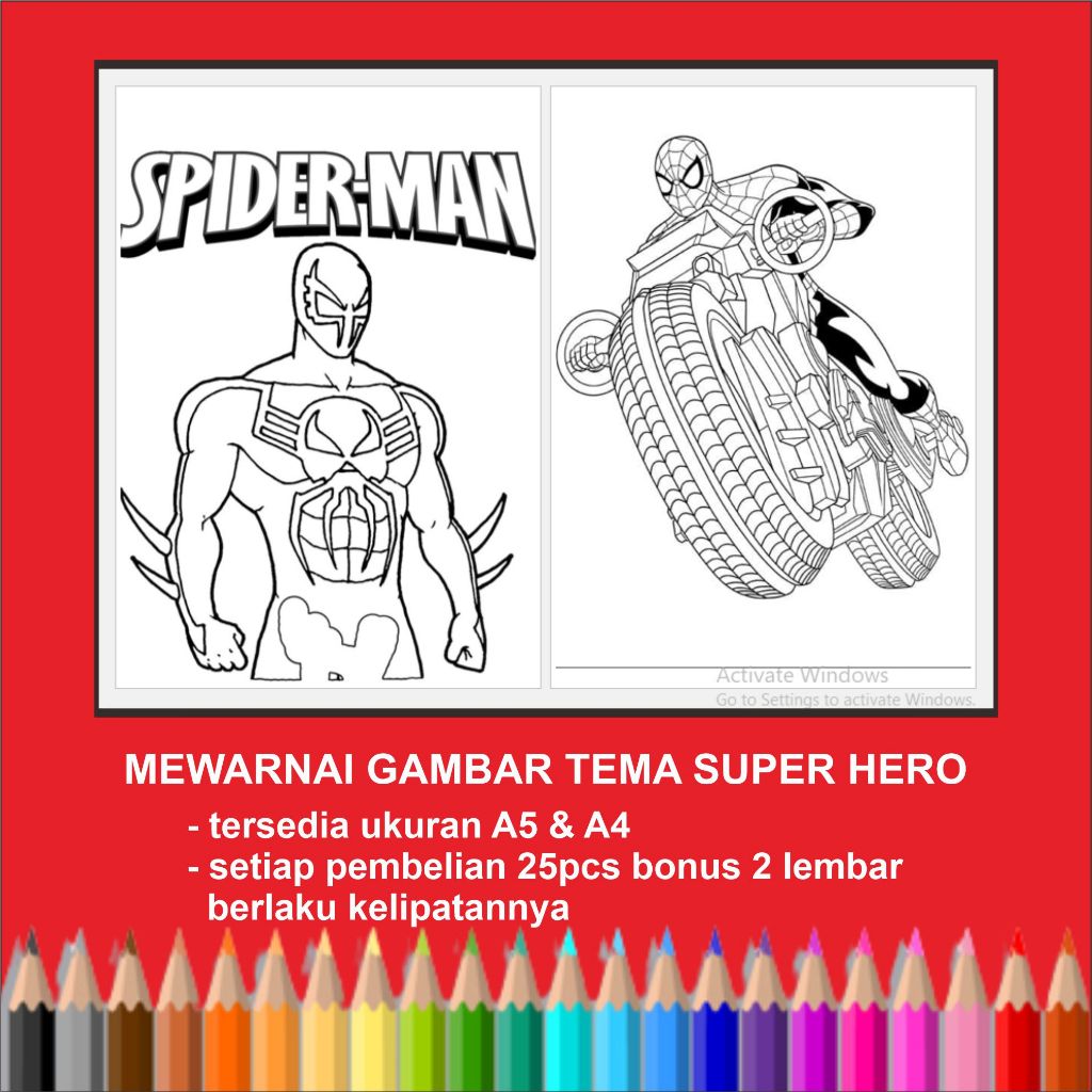 Jual Kertas Mewarnai Gambar Super Hero | Shopee Indonesia