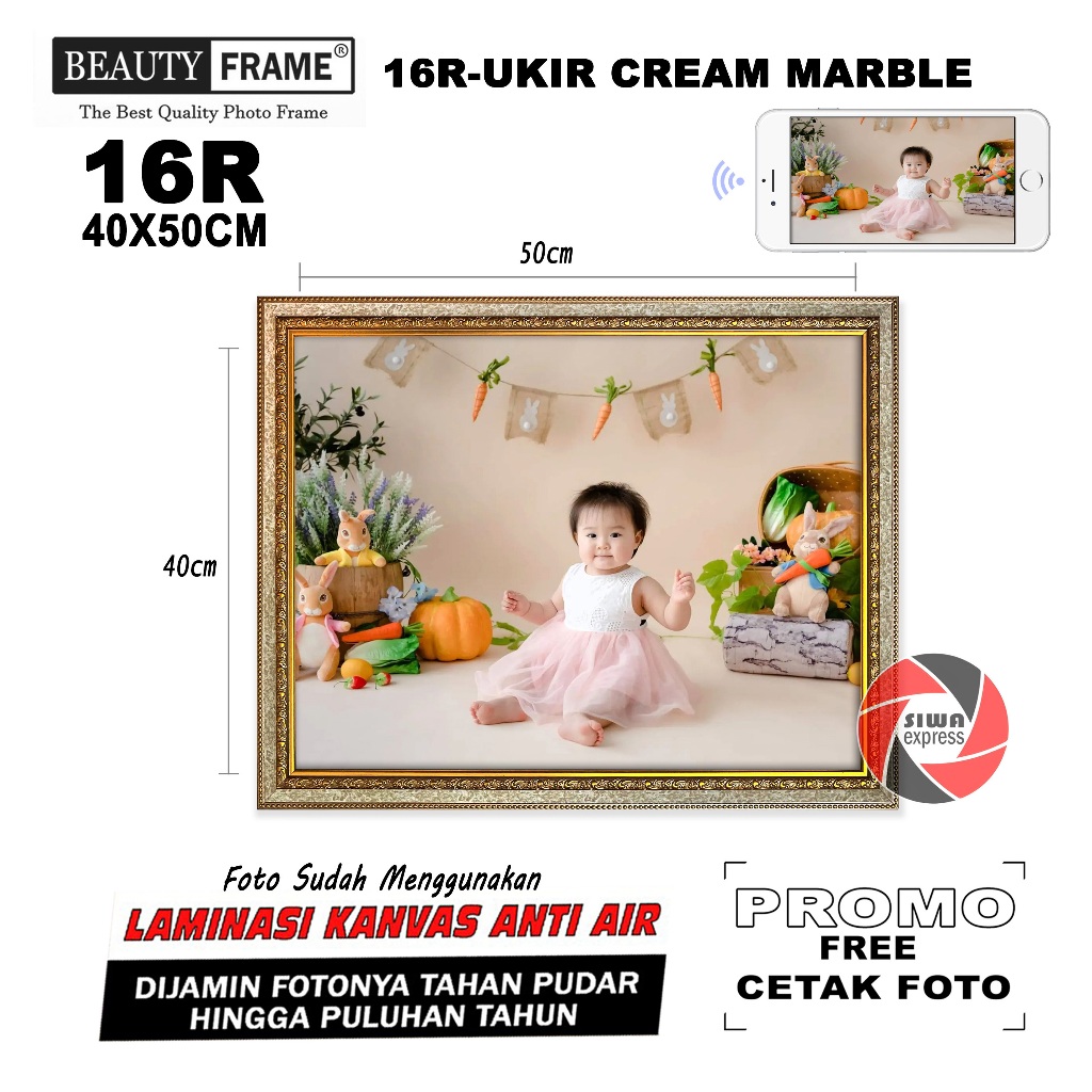 Jual BEAUTY FRAME 16R 40X50 BINGKAI GRATIS CETAK FOTO LAMINASI KANVAS ...
