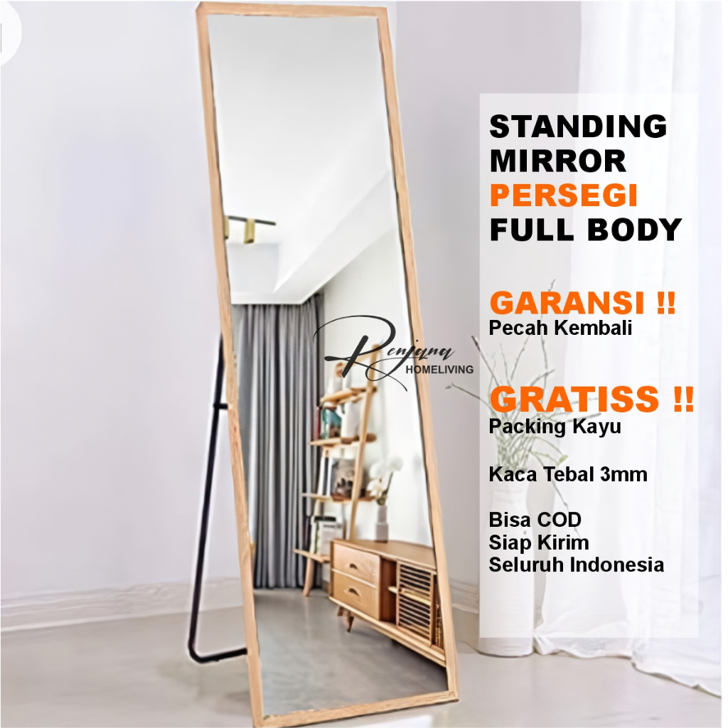 Jual Cermin full body model persegi berbagai macam ukuran free packing ...