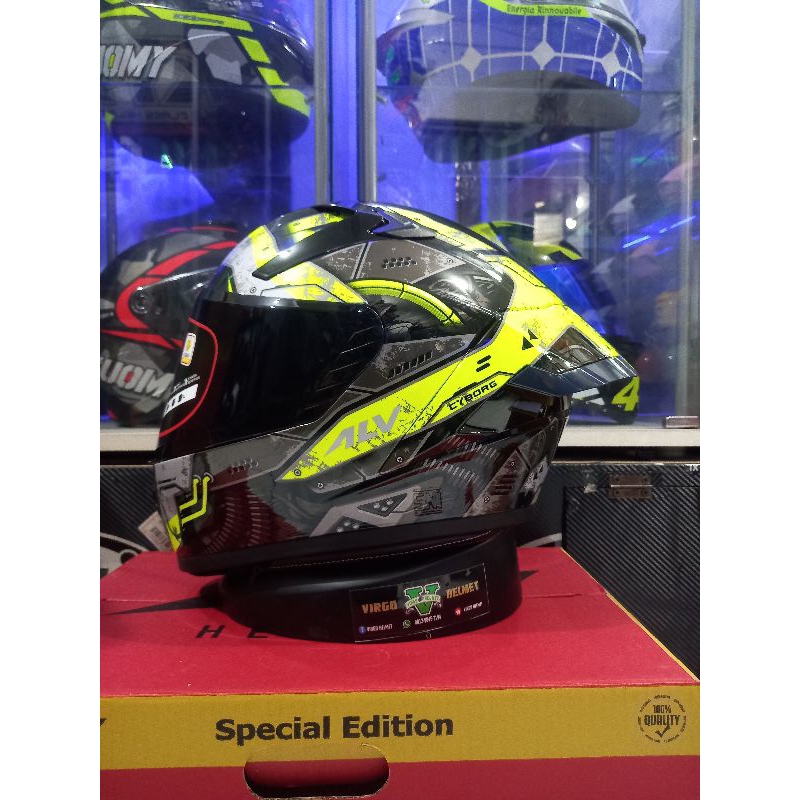 Jual HELM FULL FACE ALV GENESIS CYBORG BLACK YELLOW | Shopee Indonesia
