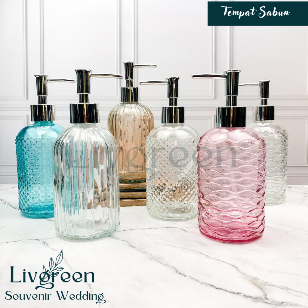 Jual Souvenir Tempat / Botol Sabun Pump Kaca Warna 450ML | Shopee Indonesia