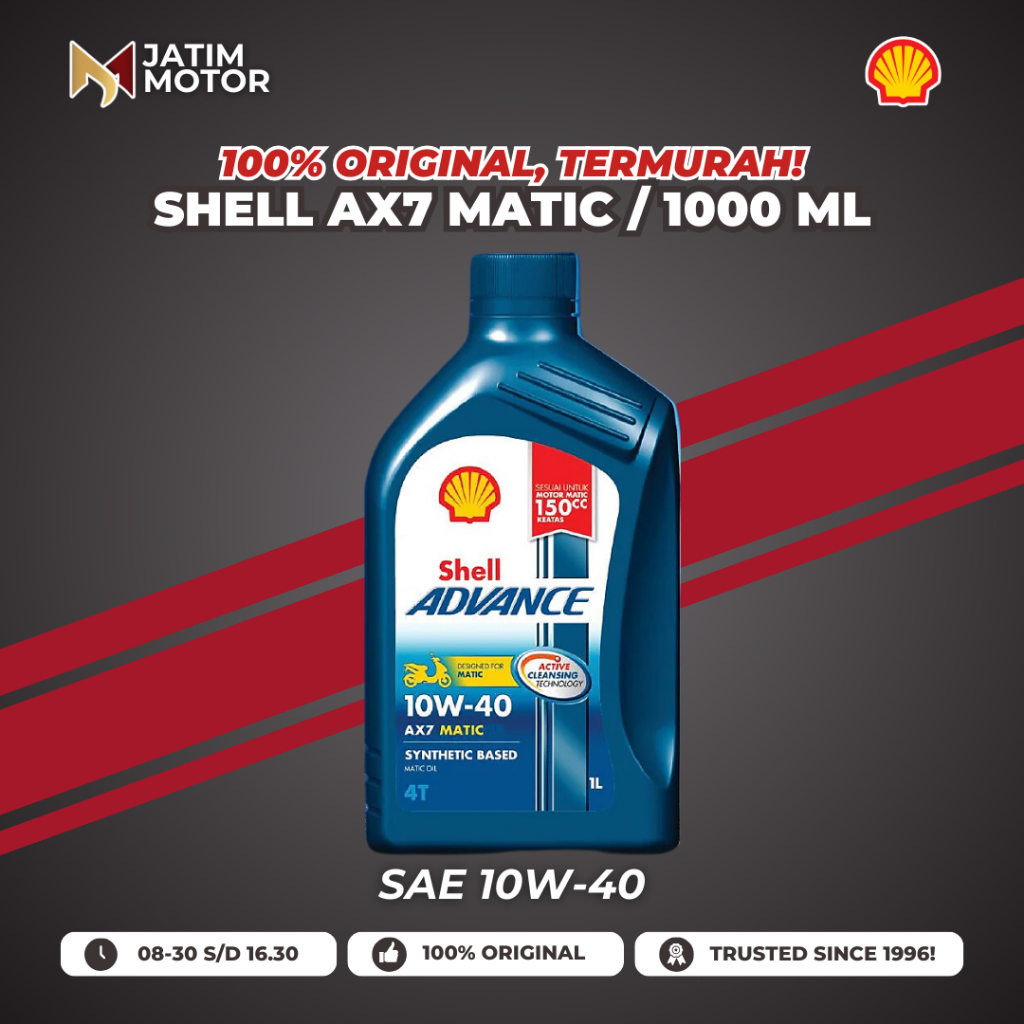 Jual Oli Shell Advance AX7 Matic SAE 10W-40 1000 ML/1 LT Original | Shopee Indonesia
