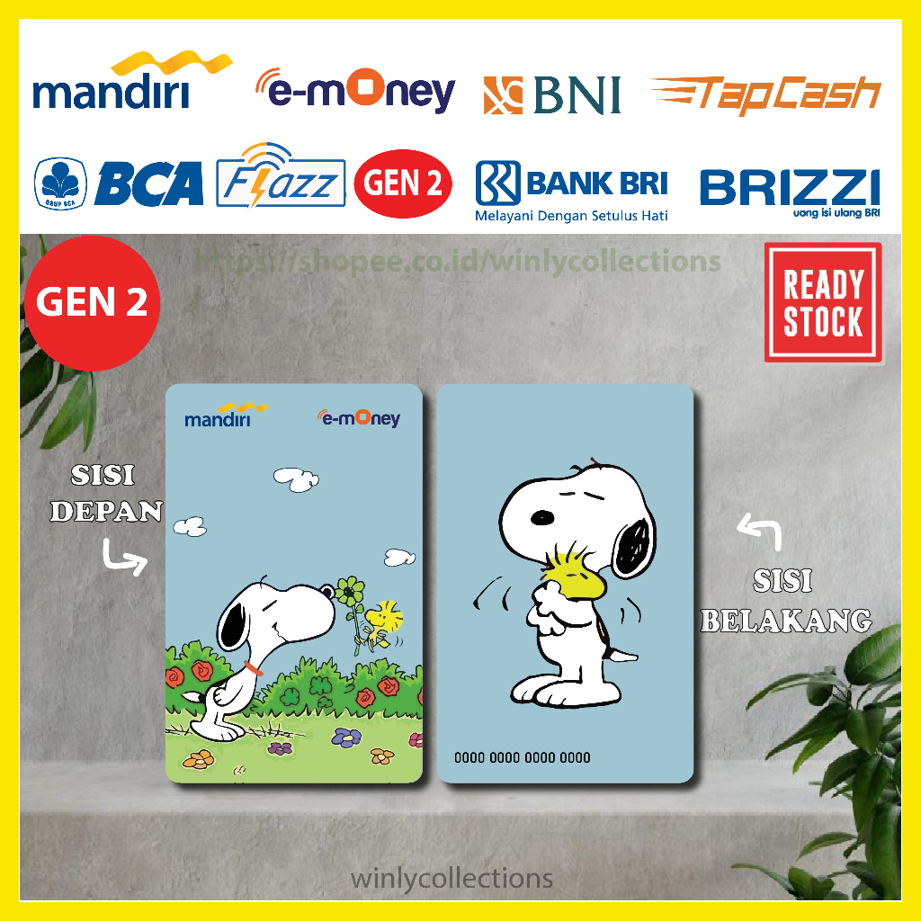 Jual KARTU EMONEY ETOLL CUSTOM ANIME SNOOPY ANJING CUTE E MONEY ETOLL ...