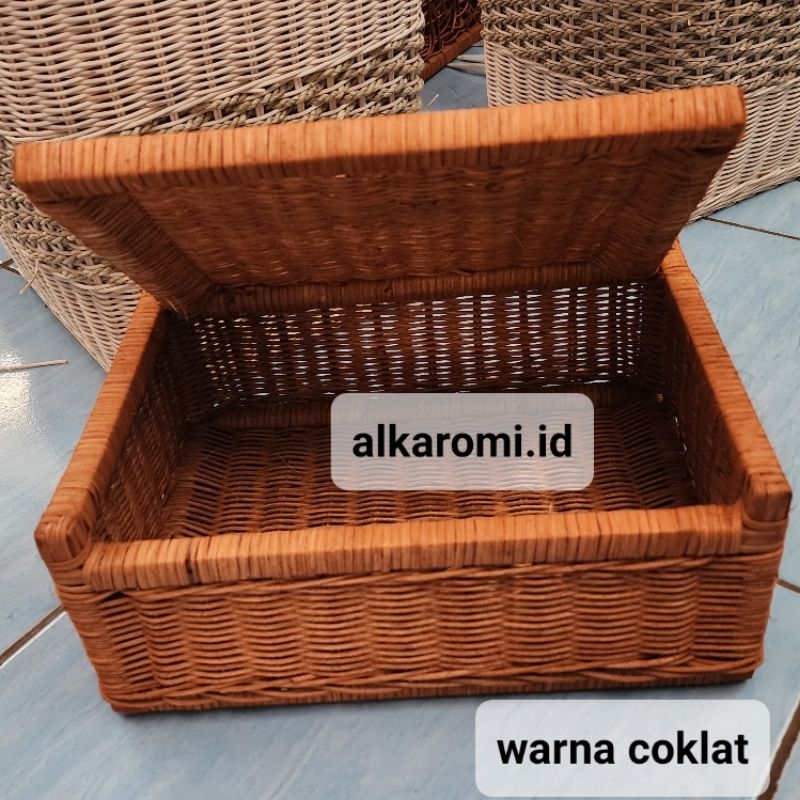 Jual keranjang koleksi hampers / Rotan Kotak tutup / rotan hidden ...
