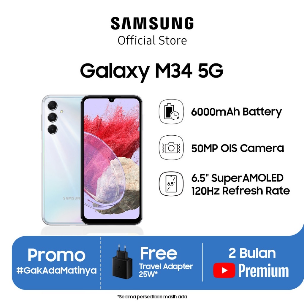 Jual Samsung Galaxy M34 5G 8/128GB - Silver | Shopee Indonesia