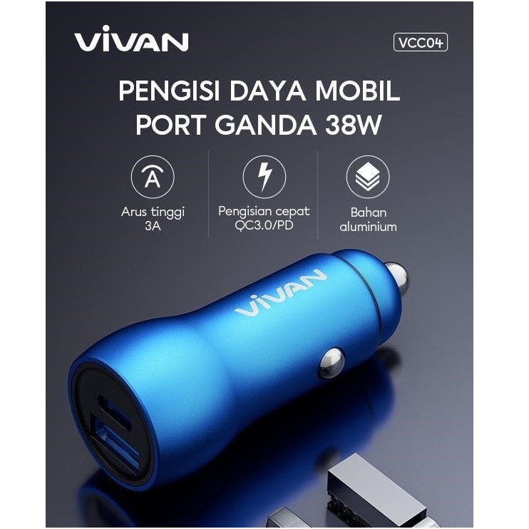 Jual Charger Mobil Fast Charging Type C 20w USB 18w Vivan VCC04 Dual ...