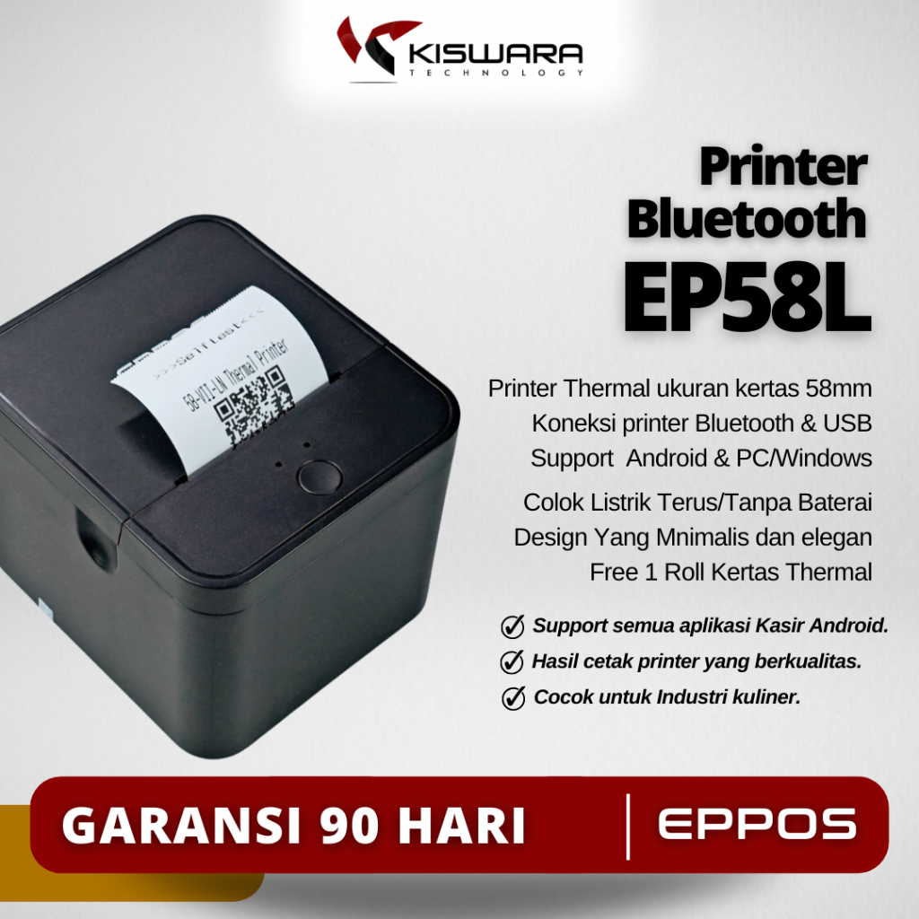 Jual [TERMURAH] Printer Desktop Thermal EPPOS 58mm EP58L [BLACK] - USB BLUETOOTH | Shopee Indonesia