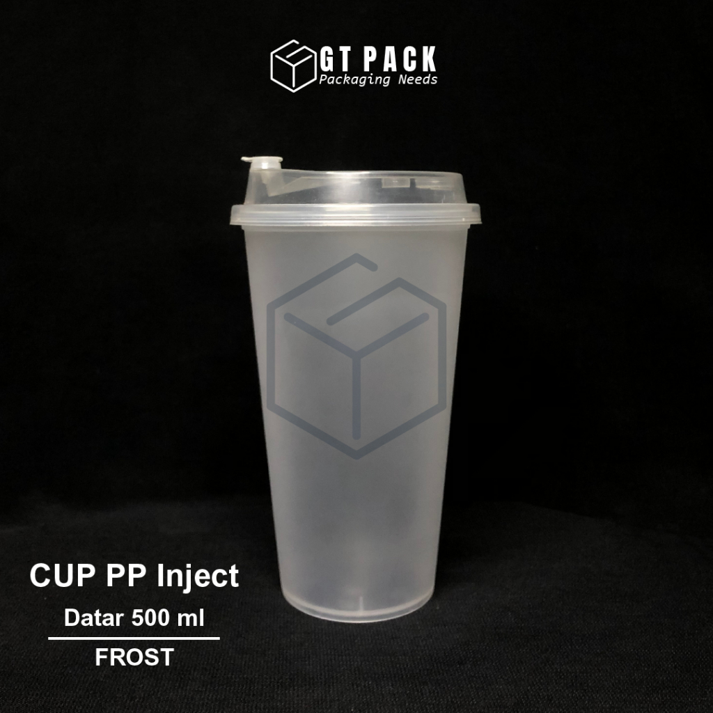 Jual Cup Plastik PP Injection Datar 500 ML (Frost) + Tutup | Shopee ...