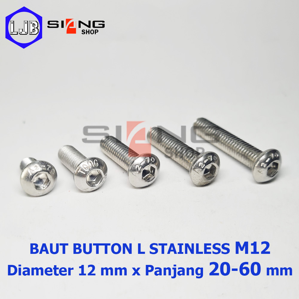 Jual Baut Button L M12 Stainless 304 A2-70 | Shopee Indonesia