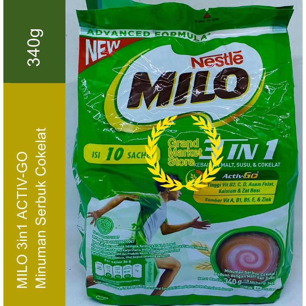 Jual Milo 3 in 1 Sachet isi 10 pcs Milo 3in1 Activ Go Minuman Serbuk ...