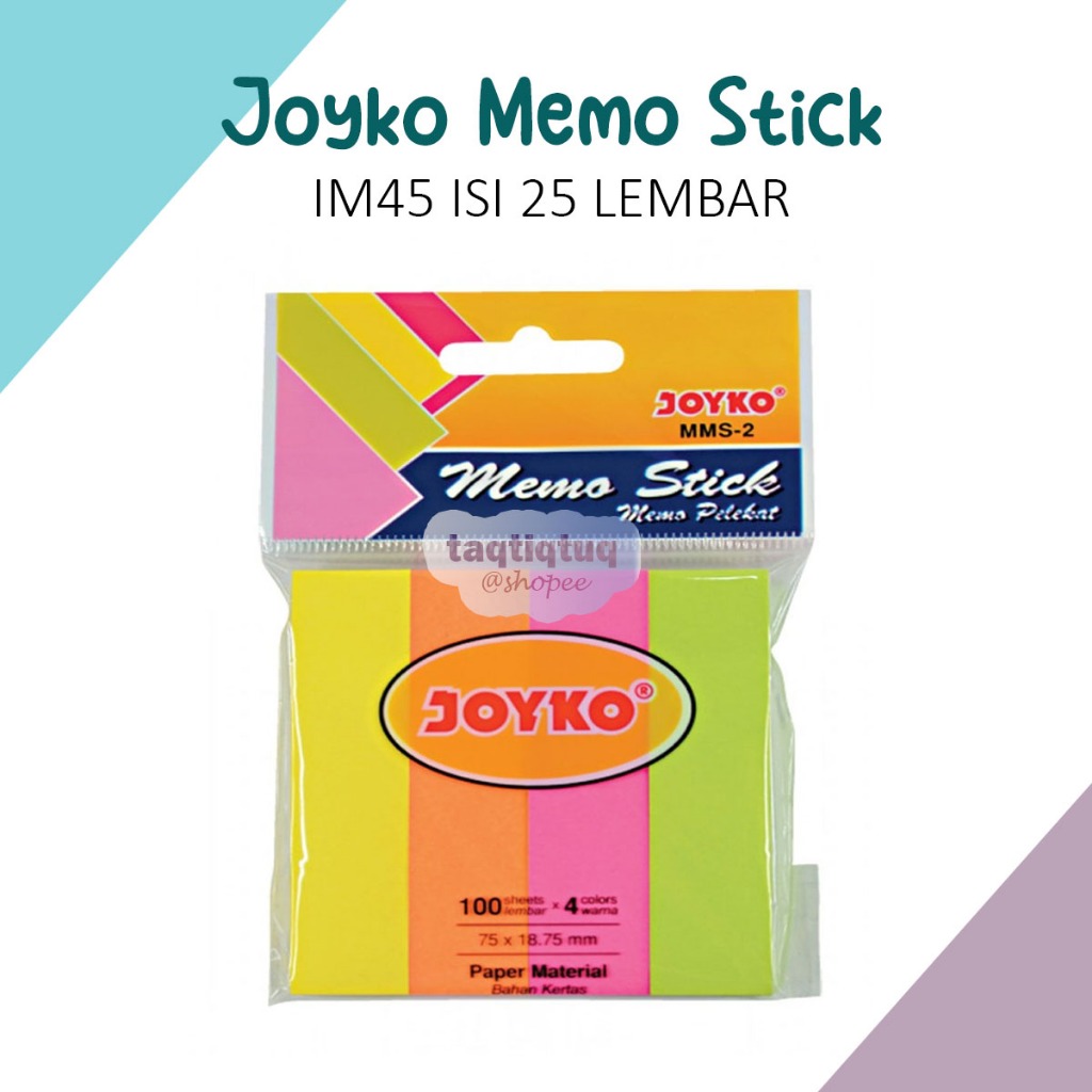 Jual Joyko Kertas Memo Kecil Joyko Memmo Stick 1Set 25 Lembar IM 45 ...