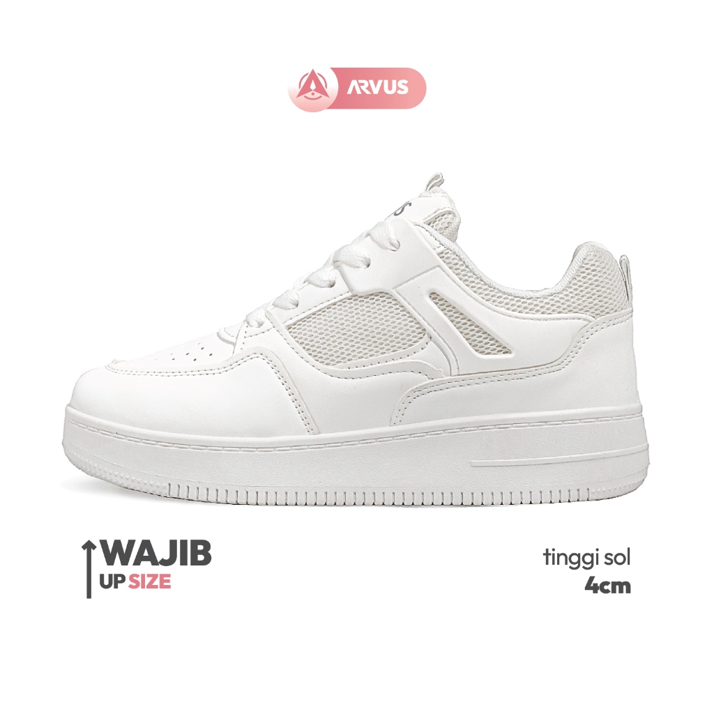 Jual Arvus Maude Sepatu Sekolah Sneakers Tali Perempuan White | Shopee ...